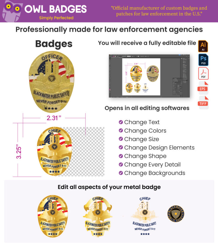 Digital Art File Metal Badges – Owl Badges