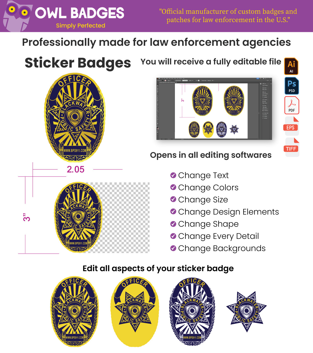 Digital Art File Sticker Badges – Owl Badges